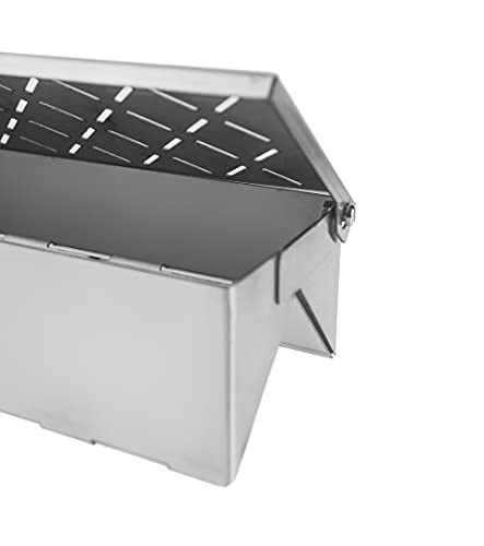 Smoker Box V-shape Stainless Steel BBQ Smoke Box for Charcoal & Propane Gas Grill，For Delicious Smoked Grill Accessories (V-moker Box)