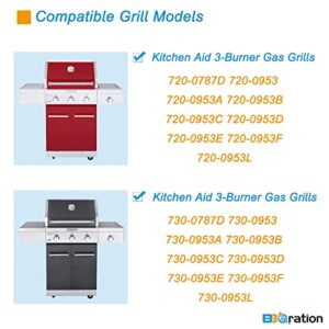 BBQration Replacement Kit for Kitchen Aid 720-0787D 730-0787D 720-0953 730-0953 720-0953L, 7MM Solid Stainless Steel Cooking Grates, Burner and Heat Plates Replacement Parts for Kitchen Aid Gas Grill