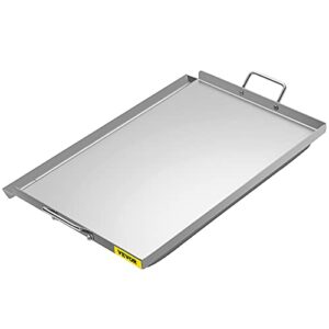 VEVOR Stainless Steel Griddle, 23" x 16" Griddle Flat Top Plate, Griddle for BBQ Charcoal/Gas Gril with 2 Handles, Rectangular Flat Top Grill with Extra Drain Hole for Tailgating and Parties.