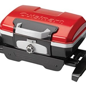 Cuisinart CGG-180 CGG180 Propane, 31.5" H x 16.5" W x 16" L, Petit Gourmet Portable Gas Grill with VersaStand, Red & QG-012B LP Adapter Hose, 4 feet, Black