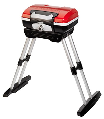 Cuisinart CGG-180 CGG180 Propane, 31.5" H x 16.5" W x 16" L, Petit Gourmet Portable Gas Grill with VersaStand, Red & QG-012B LP Adapter Hose, 4 feet, Black