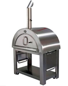 44″ wood fired stainless steel artisan pizza oven or grill with waterproof cover, outdoor or indoor