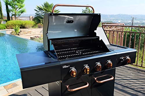 Kenmore PG-A40409S0LB-2 4 Burner Cabinet Style Propane Gas BBQ Grill with Searing Side Burner, 52000 Total BTU, Black and Copper