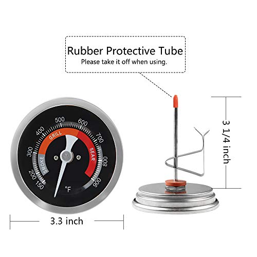 DOLAMOTY Upgrade Replacement Thermometer for Big Green Egg Grill with 3.3" Large Dial,Temperature Gauge for Big Green Egg Accessories 150-900°F with Waterproof and No-Fog Glass Lens