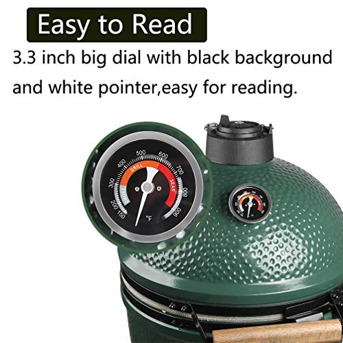 DOLAMOTY Upgrade Replacement Thermometer for Big Green Egg Grill with 3.3" Large Dial,Temperature Gauge for Big Green Egg Accessories 150-900°F with Waterproof and No-Fog Glass Lens