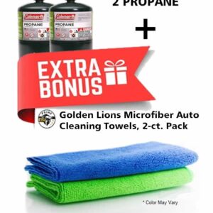 Propane Tank 2 Pack with Golden Lion Bonus: 2 Cleaning Towels Green 16oz