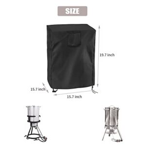 Guisong Turkey Fryer Cover for CreoleFeast/King Kooker, Waterproof Cover for Crawfish Boiler Outdoor Deep Fryer Seafood Boil Pot, Protective Cover for Seafood Boil Pot and Burner kit-Black-15.7" x 15.7" x 19.7"