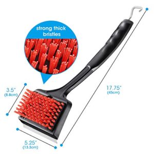 Unicook Outdoor Grill Brush, Heavy Duty Nylon BBQ Cleaning Brush, Removable Head XL Gas Grill Cleaner, Durable and Effective, Best Alternative to Dangerous Wire Brush, Do Not Use on Hot/Warm Grill