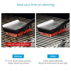 Unicook Outdoor Grill Brush, Heavy Duty Nylon BBQ Cleaning Brush, Removable Head XL Gas Grill Cleaner, Durable and Effective, Best Alternative to Dangerous Wire Brush, Do Not Use on Hot/Warm Grill