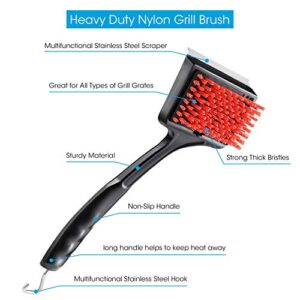 Unicook Outdoor Grill Brush, Heavy Duty Nylon BBQ Cleaning Brush, Removable Head XL Gas Grill Cleaner, Durable and Effective, Best Alternative to Dangerous Wire Brush, Do Not Use on Hot/Warm Grill