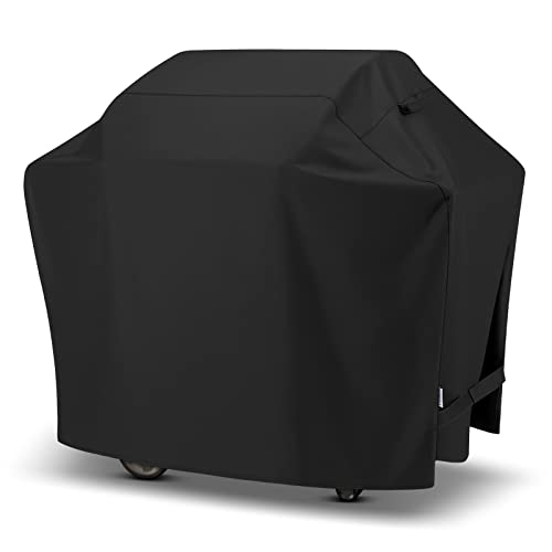 SunPatio Grill Cover 55 Inch, Outdoor Heavy Duty Waterproof Barbecue Gas Grill Cover, UV & Fade Resistant, All Weather Protection Compatible for Weber Charbroil Nexgrill Kenmore Grills and More, Black