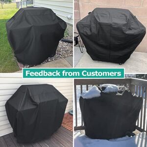 SunPatio Grill Cover 55 Inch, Outdoor Heavy Duty Waterproof Barbecue Gas Grill Cover, UV & Fade Resistant, All Weather Protection Compatible for Weber Charbroil Nexgrill Kenmore Grills and More, Black