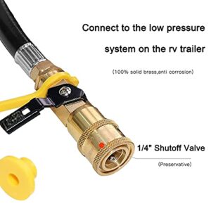 GCBSAEQ 20 Feet RV Propane Hose Quick Connect, Low Pressure Propane Extension Hose with 1/4" Safety Shutoff Valve