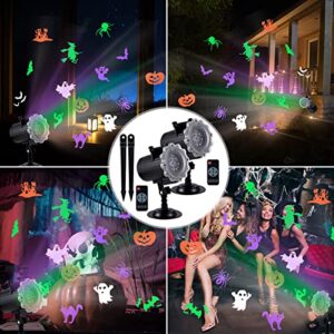 2 Pack Halloween Projector Lights Outdoor Led Projector Ghost Pumpkin Lights Projection Halloween Decoration 12 Dynamic Patterns Spotlight Landscape Decorative for Window Garden Halloween Party