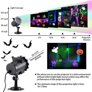 2 Pack Halloween Projector Lights Outdoor Led Projector Ghost Pumpkin Lights Projection Halloween Decoration 12 Dynamic Patterns Spotlight Landscape Decorative for Window Garden Halloween Party