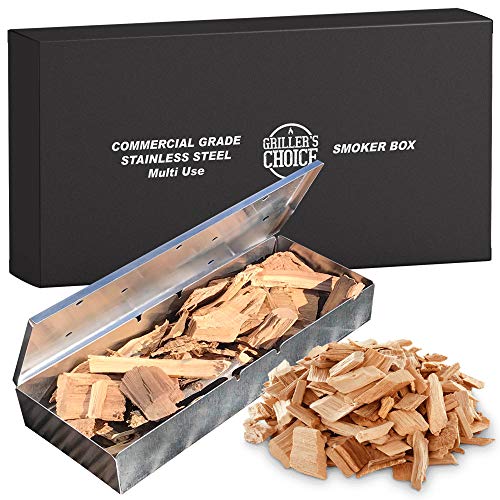 Smoker Wood Chip Box For BBQ Grill. Add Wood Chips To Tray For The Best Tasting Barbeque. Stainless Steel Thick Box For Gas, Charcoal and Wood. Best Grilling Accessory - Tool. By Grillers Choice