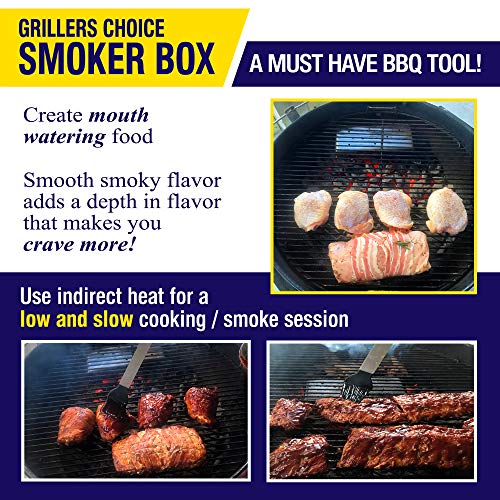 Smoker Wood Chip Box For BBQ Grill. Add Wood Chips To Tray For The Best Tasting Barbeque. Stainless Steel Thick Box For Gas, Charcoal and Wood. Best Grilling Accessory - Tool. By Grillers Choice