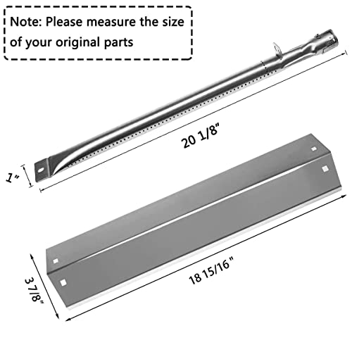 Hisencn Stainless Grill Burner Tube, Heat Plate Shield Tent, Hanger Brackets, Electronic Ignitor, Porcelain Steel Grease Collection Pan with 15 Pack Aluminum Foil Drip Pan for Chargriller 5050 5650