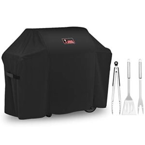 kingkong grill cover 7130 premium outdoor cover for weber genesis ii 3 burner & genesis 300 series grill and genesis ii lx 300 series gas grill including stainless steel meat fork, spatula and tongs