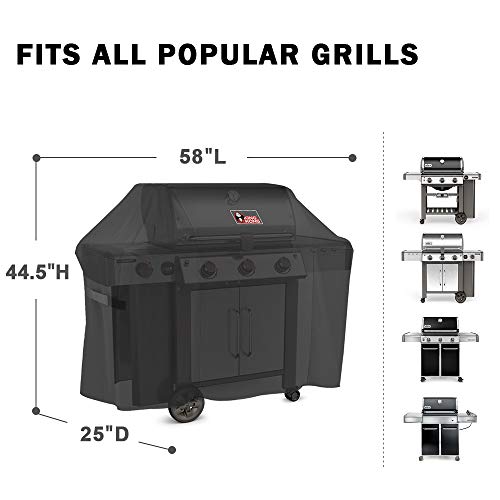 Kingkong Grill Cover 7130 Premium Outdoor Cover for Weber Genesis II 3 Burner & Genesis 300 Series Grill and Genesis II LX 300 Series Gas Grill Including Stainless Steel Meat Fork, Spatula and Tongs