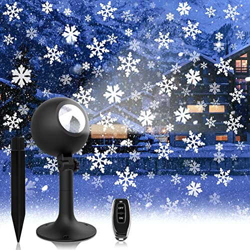 Christmas Projector Lights Outdoor Waterproof Snowflakes Xmas Show LED Indoor Projection Light White Snowfall Spotlight for Holiday Party House Garden Patio Landscape Outside Decorations