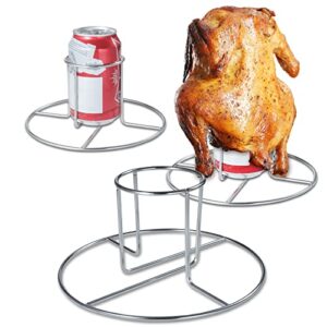 Chicken Leg and Wing Rack for Grill, 2 Pcs Beer Can Chicken Holder for Oven, and Large Rib Rack for Smoking Bundle - Premium Quality Stainless Steel - Easy to Use and Clean