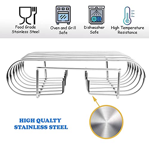 Chicken Leg Rack for Grill with Dip Tray and Large Rib Rack for Smoking Bundle - High Grade Stainless Steel - Easy to Use and Clean