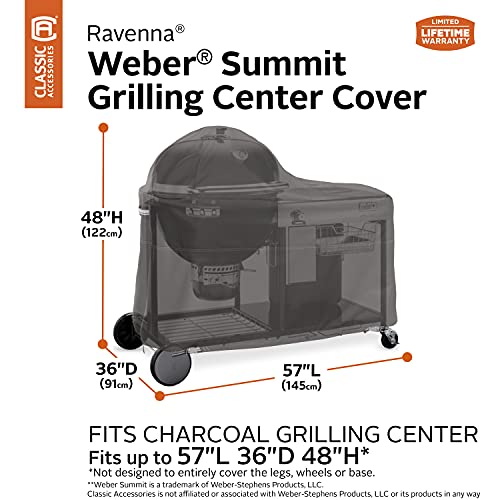 Classic Accessories Ravenna Water-Resistant 57 Inch Grill Center Cover for Weber Summit