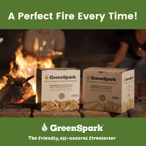 GreenSpark 70 Pcs Natural Fire Starters for Grill, Smoker, Pizza Oven,BBQ,Fireplace, Wooden & Pellet Stove, Fire Pit, Long Burn, Waterproof,All Weather, Safe for Indoor/Outdoor Use