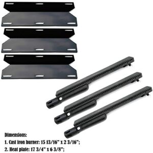 Direct Store Parts Kit DG223 Replacement for Jenn Air Gas Grill Repair Kit Gas Grill Burner and Heat Plate- 3 Pack (Cast Iron Burner + Porcelain Steel Heat Plates)