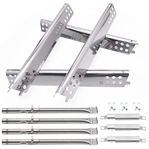 Aibabcue Grill Replacement Parts for Charbroil Advantage Series 4 Burner 463432215, 463344015, 463343015, 463433016, 463234815, Stainless Heat Plate Shield, Grill Burner, Adjustable Carryover Tube