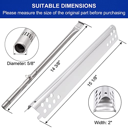 Aibabcue Grill Replacement Parts for Charbroil Advantage Series 4 Burner 463432215, 463344015, 463343015, 463433016, 463234815, Stainless Heat Plate Shield, Grill Burner, Adjustable Carryover Tube