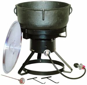 king kooker 1740 17-1/2-inch outdoor cooker with 10 gallon cast iron jambalaya pot package