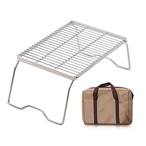 RedSwing Folding Campfire Grill, Heavy Duty 304 Stainless Steel Grate, Portable Camping Grill with Legs and Carrying Bag, Large