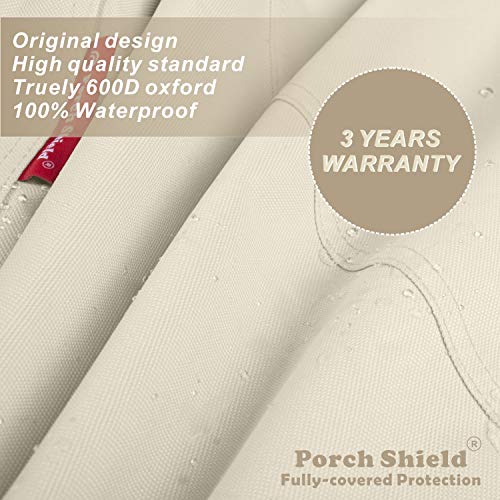 Porch Shield 54W x 24D x 46H inch Premium Gas Grill Cover Up to 52 inch - Waterproof 600D BBQ Covers for Weber, Brinkmann, Char-Broil and More, Light Tan