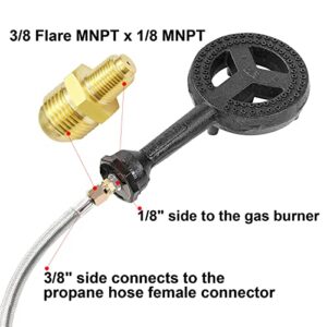 NQN Upgraded 12 FT 0-30 PSI High Pressure Adjustable Propane Regulator with Gauge 0~60PSI Gas Flow Indicator, QCC1 x 3/8" Female Flare Fitting with 3/8 Flare x 1/8 MNPT, Stainless Braided Propane Hose