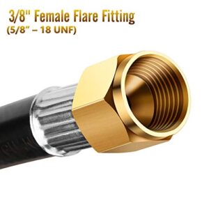 WADEO 12FT Propane Extension Hose, 3/8 inch Female Flare Fitting x 3/8 inch Male Flare Fitting Propane Hose for Gas Grill, RV, Turkey Cooker, Propane Fire Pit, Heater, Generator, Gas Grill, and More