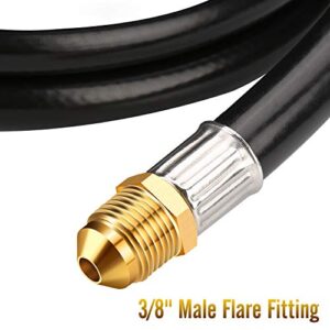 WADEO 12FT Propane Extension Hose, 3/8 inch Female Flare Fitting x 3/8 inch Male Flare Fitting Propane Hose for Gas Grill, RV, Turkey Cooker, Propane Fire Pit, Heater, Generator, Gas Grill, and More