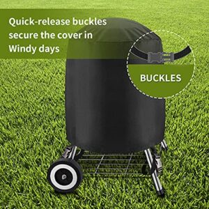 Grill Cover for Weber Round Grill Cover Water Proof Heavy Duty Outdoor Canvas BBQ Grill Cover Dome Smoker Cover (22 inch)