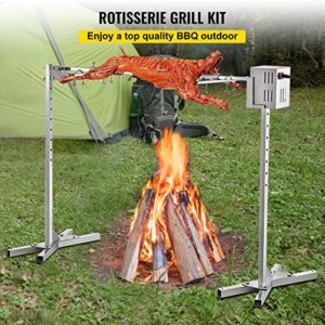 VBENLEM 46‘’ Electric BBQ Rotisserie Grill Kit, 125LB Pig Spit Rotisserie Grill, 45W Rotisserie Motor and Height Adjustable for Pig Rotisserie Lamb Outdoor Party Campfire Barbecue