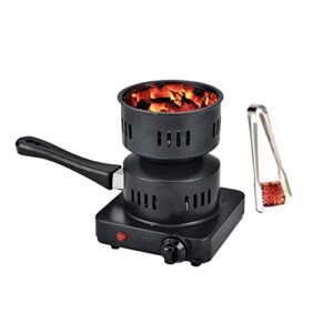 multipurpose charcoal starter coal burner for bbq, hookah, shisha – electric burner, stainless steel, porcelain coating, fast heating technology plus free charcoal tongs