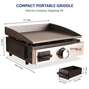 Flame King Flat Top Portable Propane Cast Iron Grill Griddle Tabletop for Outdoor Camping, Tailgating, Outdoor Cooking