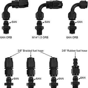 OSIAS Universal Adjustable Aluminum FPR Fuel Pressure Regulator Kit +160 Psi Pressure Gage AN6-6AN Fuel Line,Hose Fitting Connectors Kit