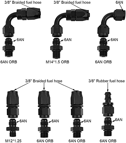 OSIAS Universal Adjustable Aluminum FPR Fuel Pressure Regulator Kit +160 Psi Pressure Gage AN6-6AN Fuel Line,Hose Fitting Connectors Kit