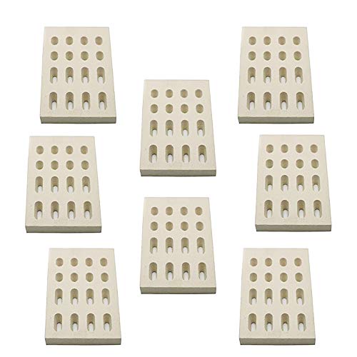 bbq777 8-Pack Ceramic Brick Flame Tamer, Grill Ceramic Briquettes Replacement Parts for Barbeques Galore Grand Turbo, Members Mark, Grand Turbo Grand Hall, Ceramic Radiant Heat Plate