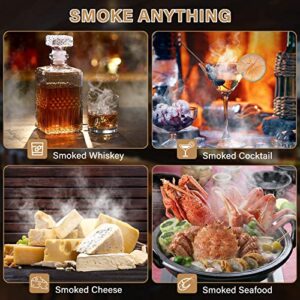 TFURLCC Cocktail smoker infuser kit with Four Flavors wood chips for Whiskey, Bourbon, Old Fashioned drink, cheese, meat, fruits and more! Gift for men., LxWxH 6.6*6.2*1.9 inches