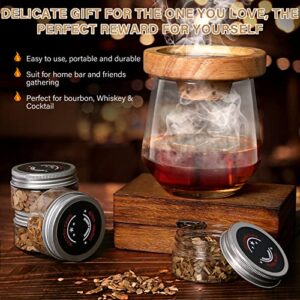 TFURLCC Cocktail smoker infuser kit with Four Flavors wood chips for Whiskey, Bourbon, Old Fashioned drink, cheese, meat, fruits and more! Gift for men., LxWxH 6.6*6.2*1.9 inches