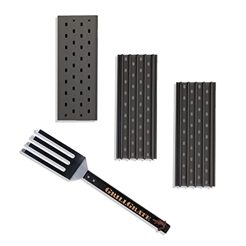 GrillGrate 13.75" GrillGrate Set of 3 (Interlocking) + Grilling Tool - Premium Replacement Grilling Grates for The Traeger Tailgater, Traeger Junior 20, Masterbuilt 560, and Any Grill 13.75" Deep