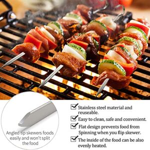 Metal Kabob Skewers,(12Pcs 16.8" & 4Pcs 13")Flat Stainless Steel BBQ Barbecue Skewer for Grilling,bfuee Reusable Shish Kebob with Portable Storage Bag