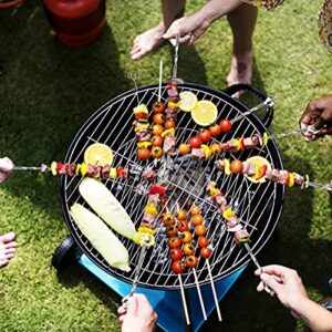 Metal Kabob Skewers,(12Pcs 16.8" & 4Pcs 13")Flat Stainless Steel BBQ Barbecue Skewer for Grilling,bfuee Reusable Shish Kebob with Portable Storage Bag